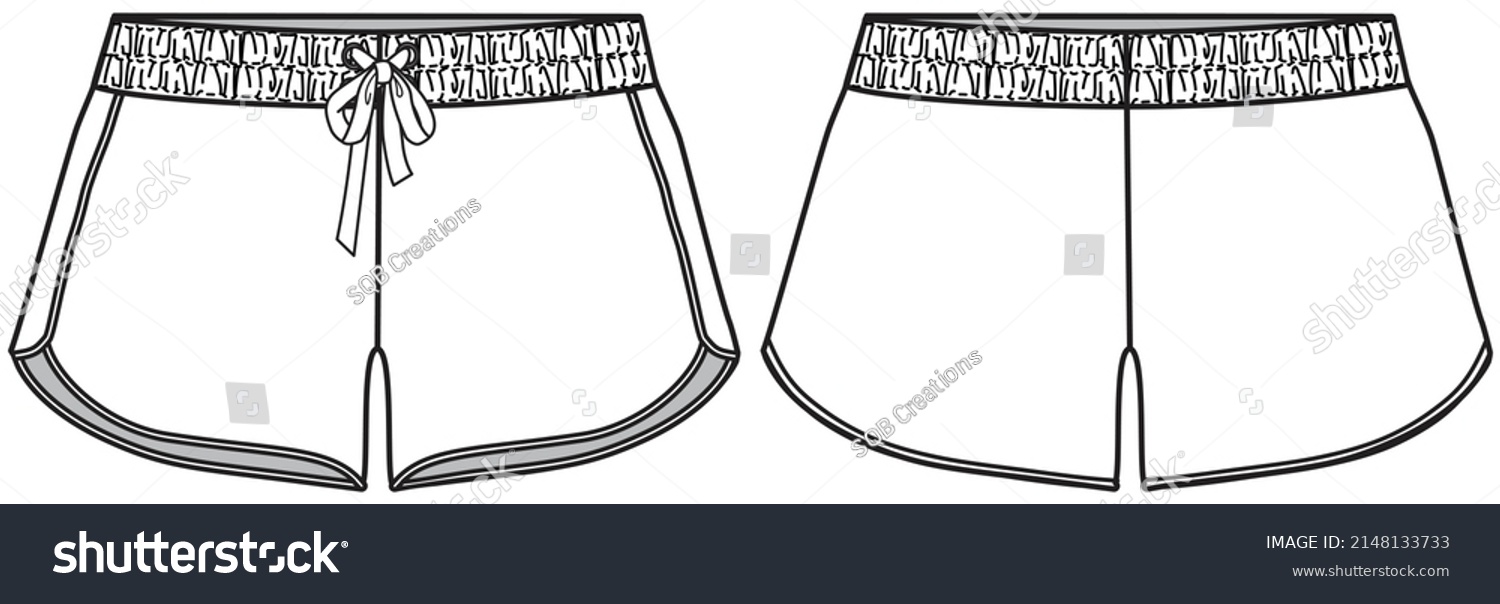 Athletic Shorts Flat Sketch Vector Illustration Stock Vector (Royalty ...