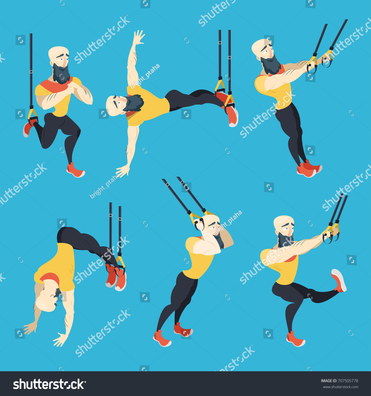 Athletic Trainer Showing Trx Exercises Stock Vector (Royalty Free ...