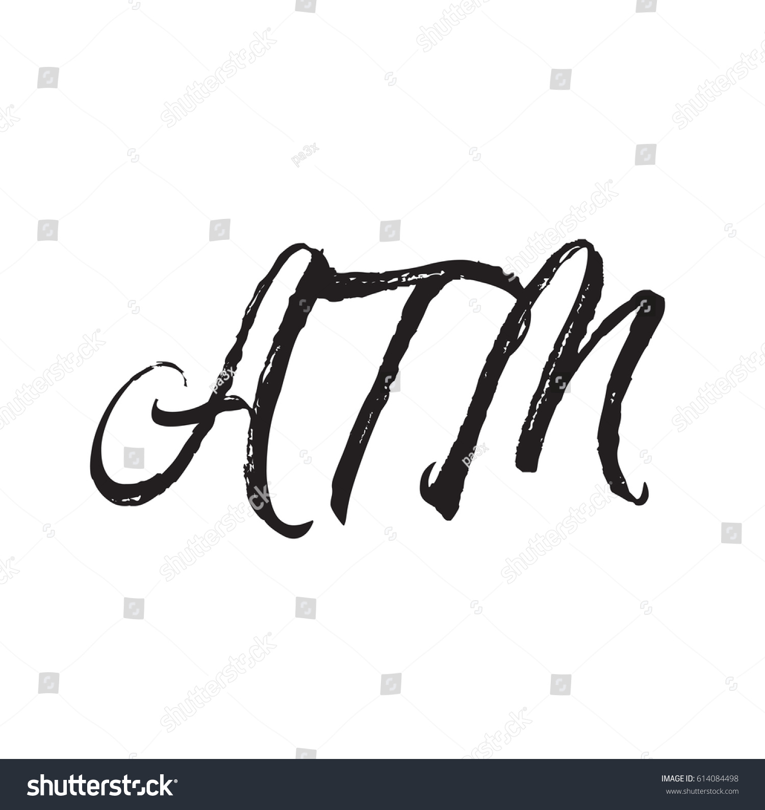 Atm Text Design Vector Calligraphy Typography Stock Vector (Royalty ...