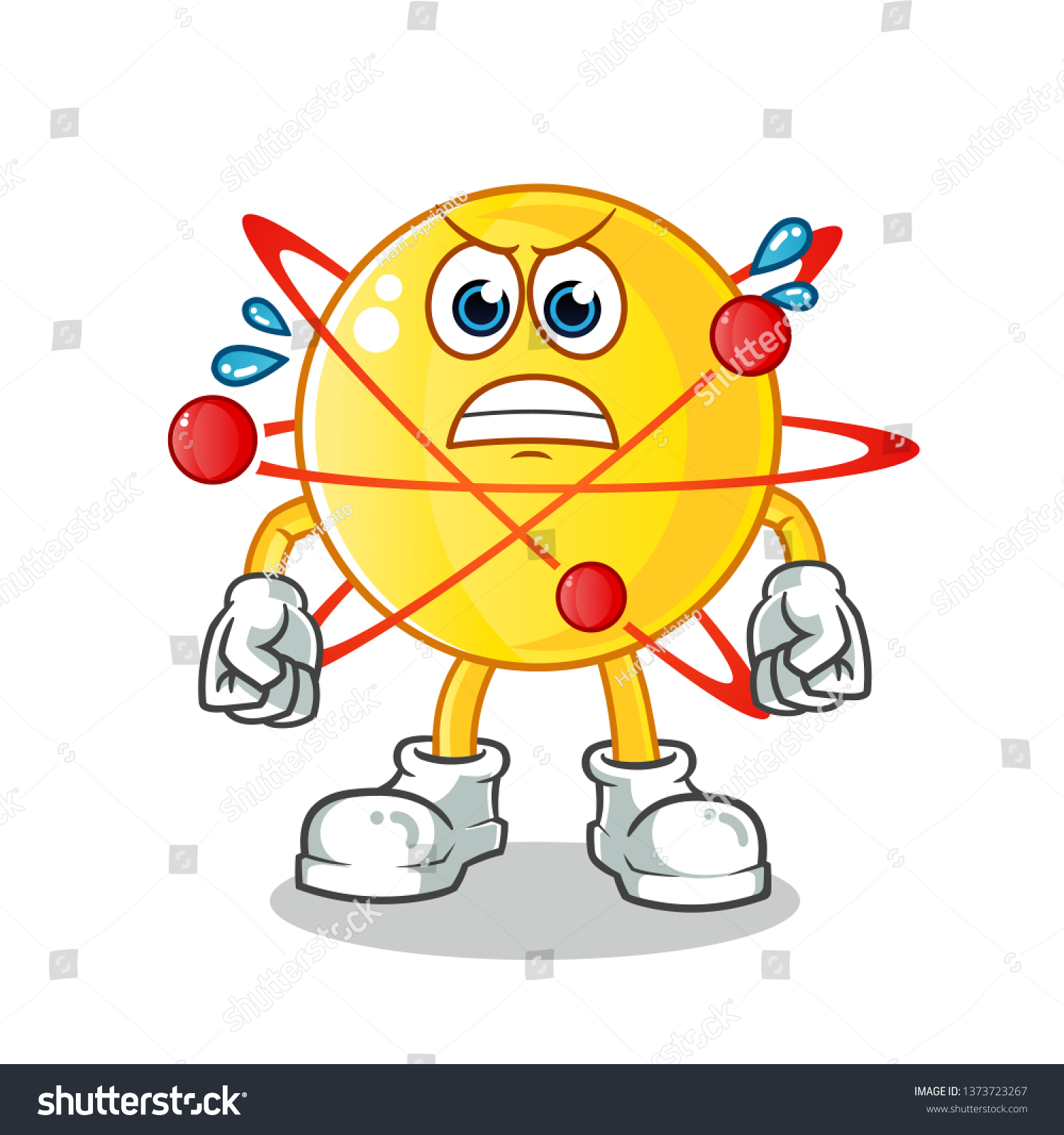 Atom Angry Mascot Vector Cartoon Illustration: vector de stock (libre ...