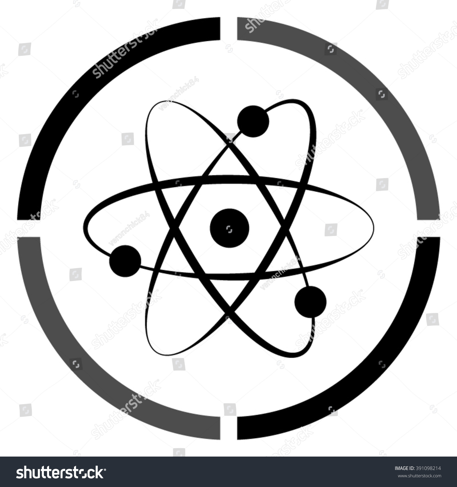 Atom Black Vector Icon Stock Vector 391098214 - Shutterstock
