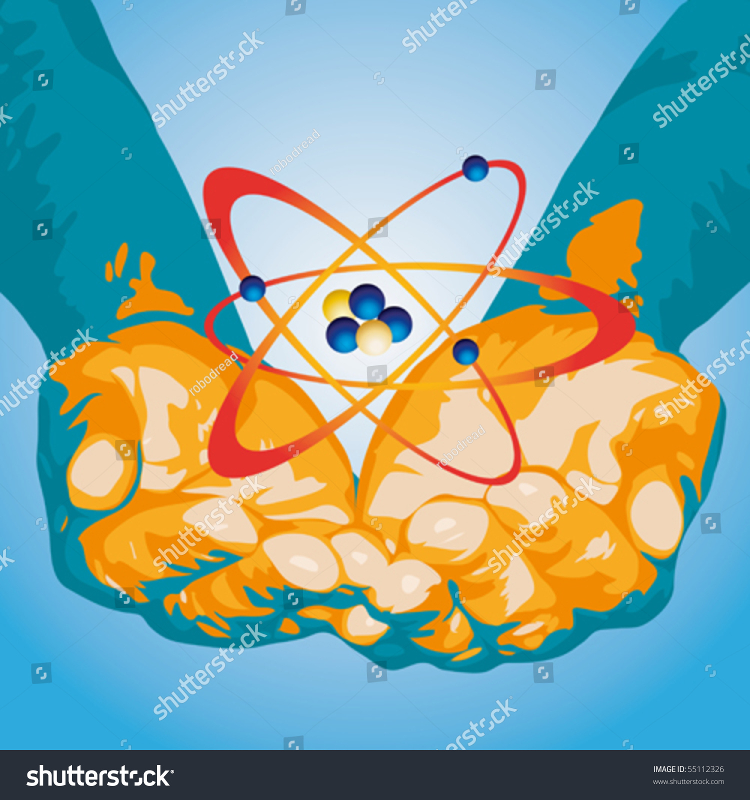 Atom Hands Vector Illustration Stock Vector (Royalty Free) 55112326 ...