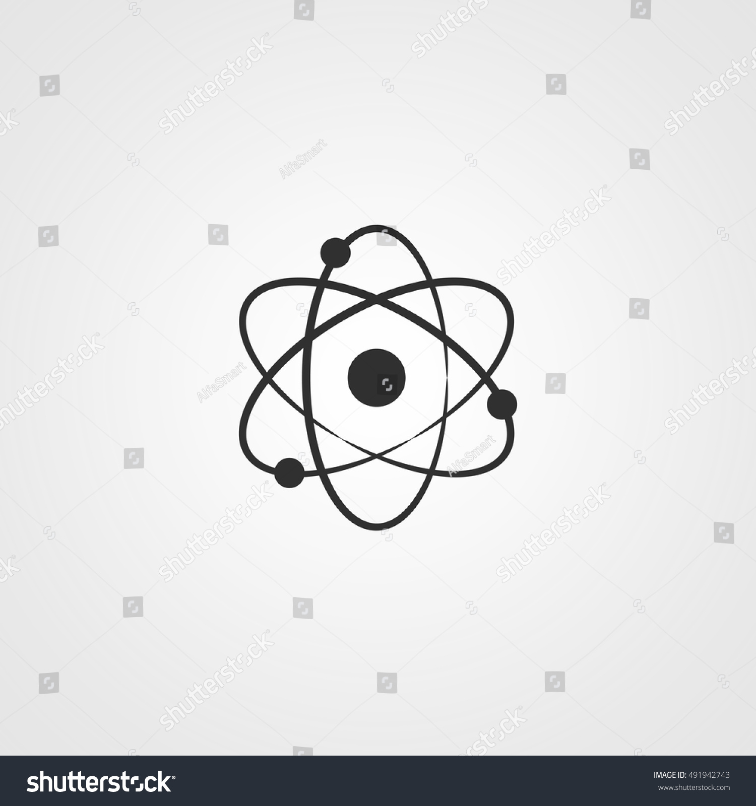 Atom Symbol On Grey Background Stock Vector 491942743 - Shutterstock