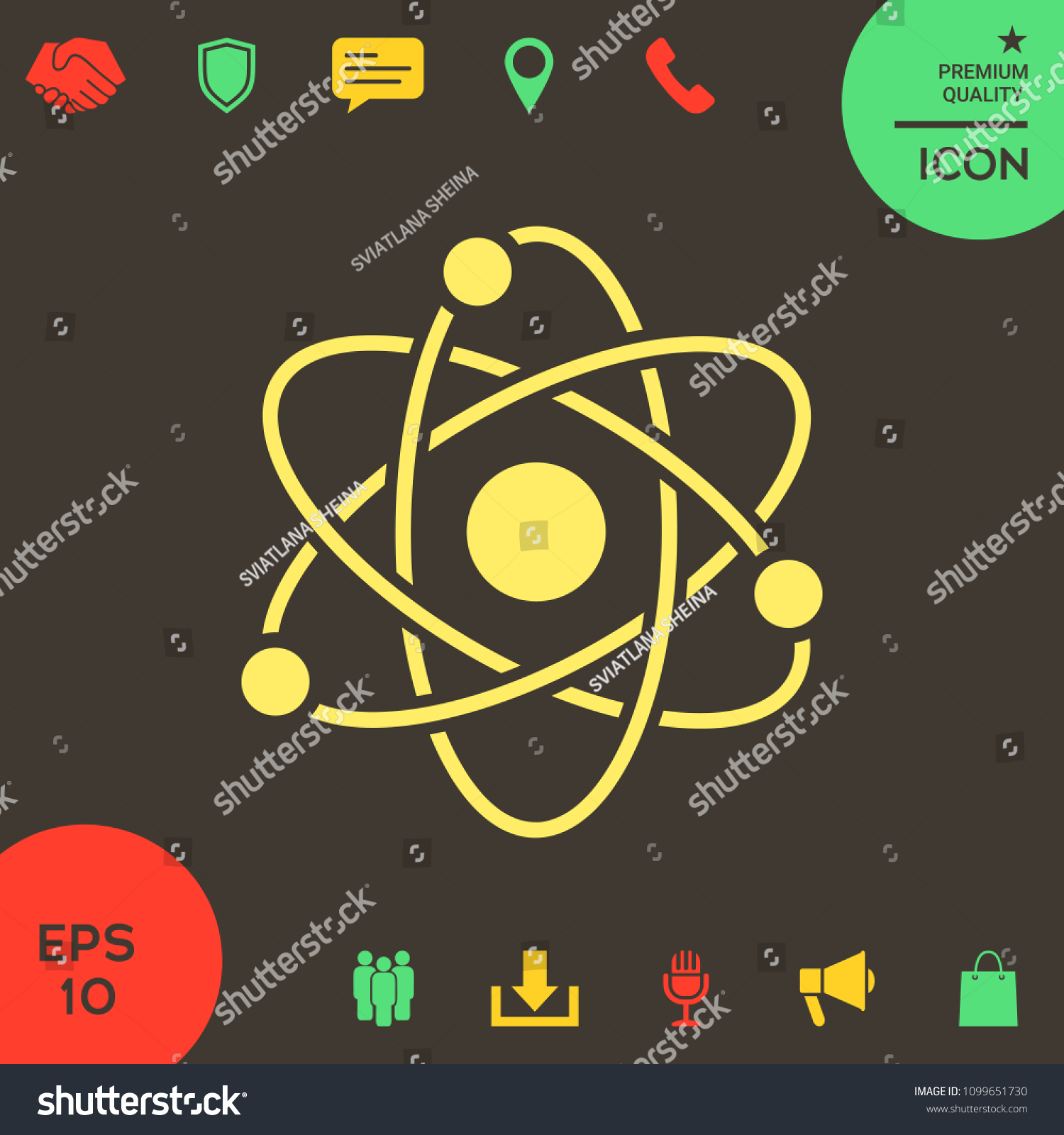 Atom Symbol Science Icon Stock Vector (Royalty Free) 1099651730 ...