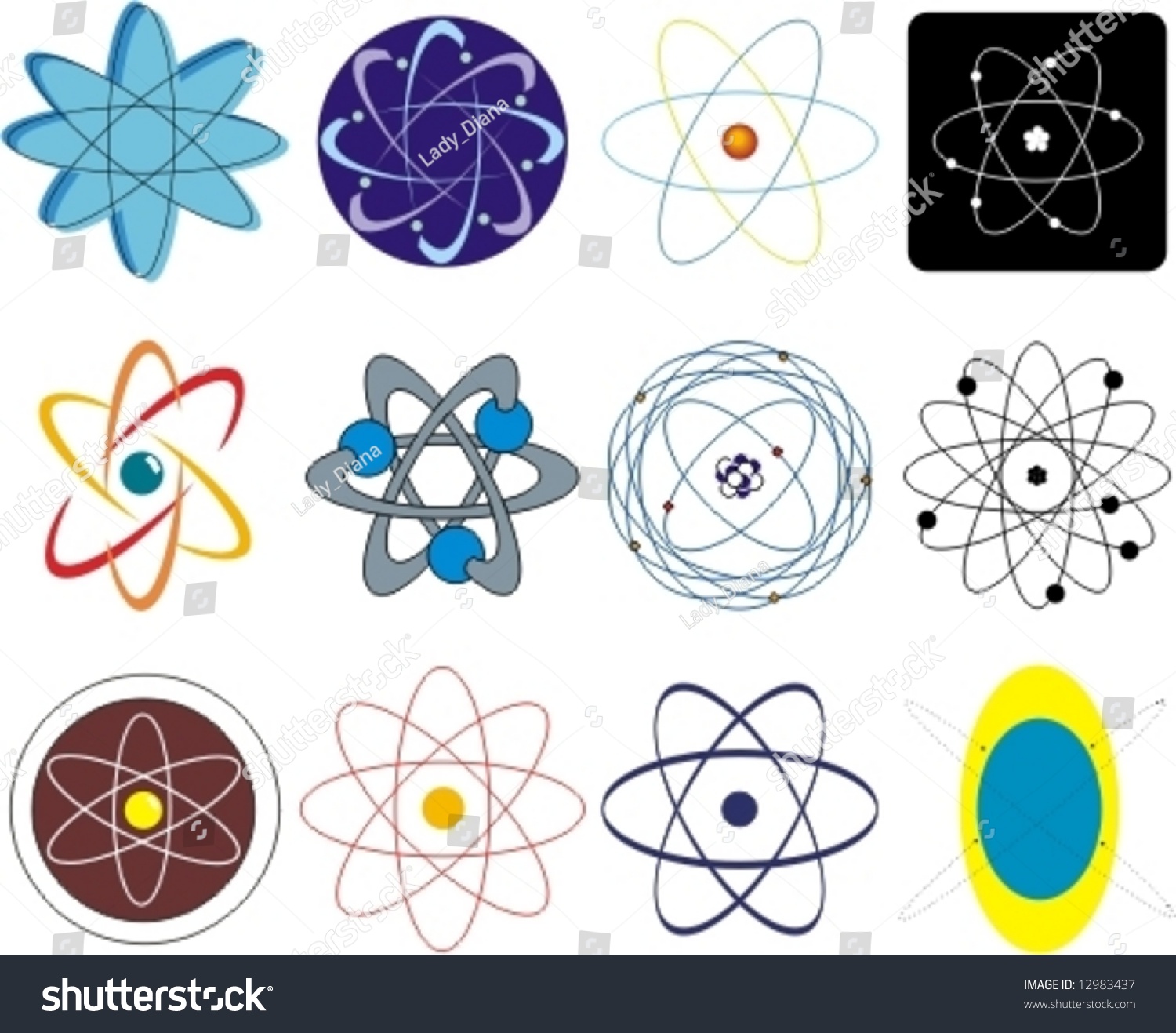 Atom Symbols Collection Stock Vector Illustration 12983437 : Shutterstock