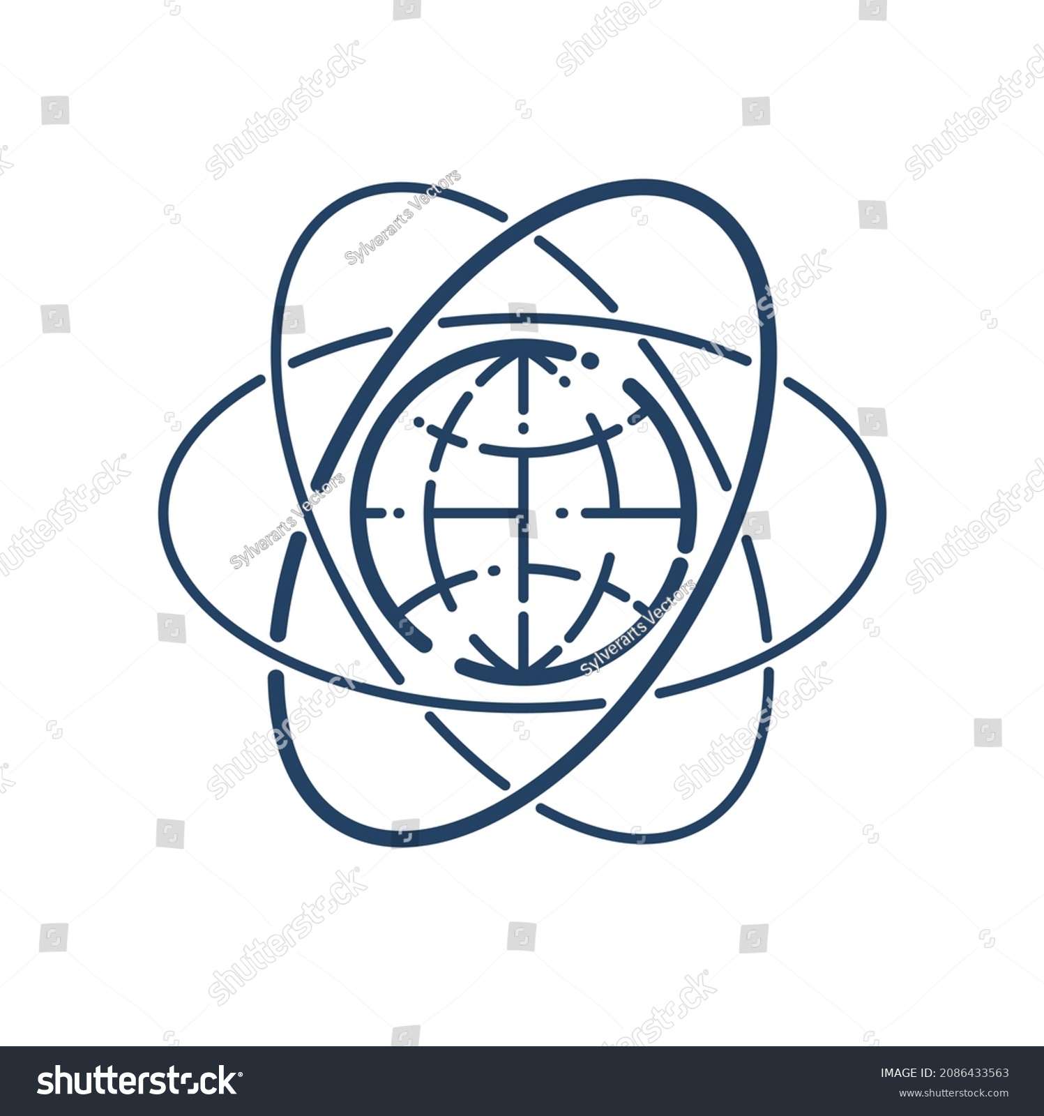 Atom Earth Planet Inside Vector Linear Stock Vector (Royalty Free ...