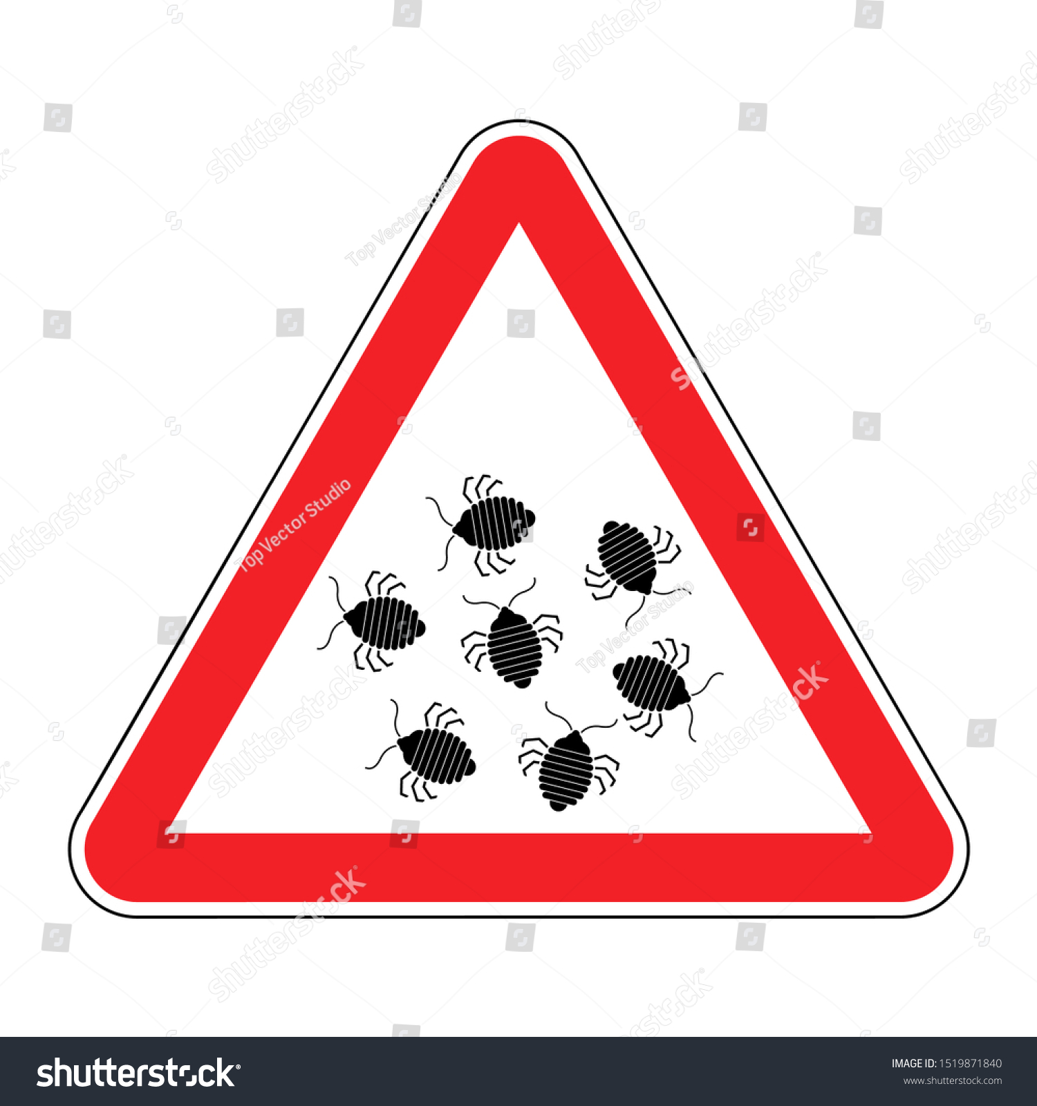 Attention Bed Bug Caution Bedbug Red Stock Vector (Royalty Free) 1519871840