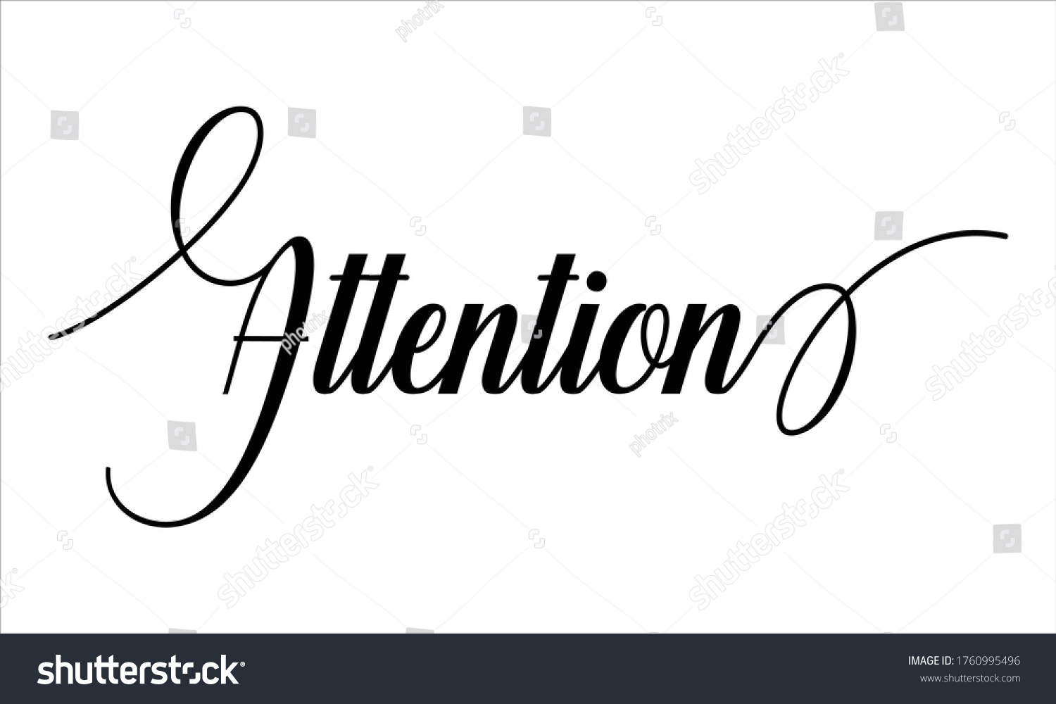 Attention Creative Cursive Typographic Text On Stock Vector (Royalty ...