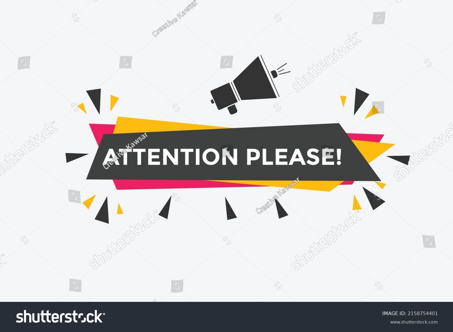 Attention Please Button Attention Please Text Stock Vector Royalty