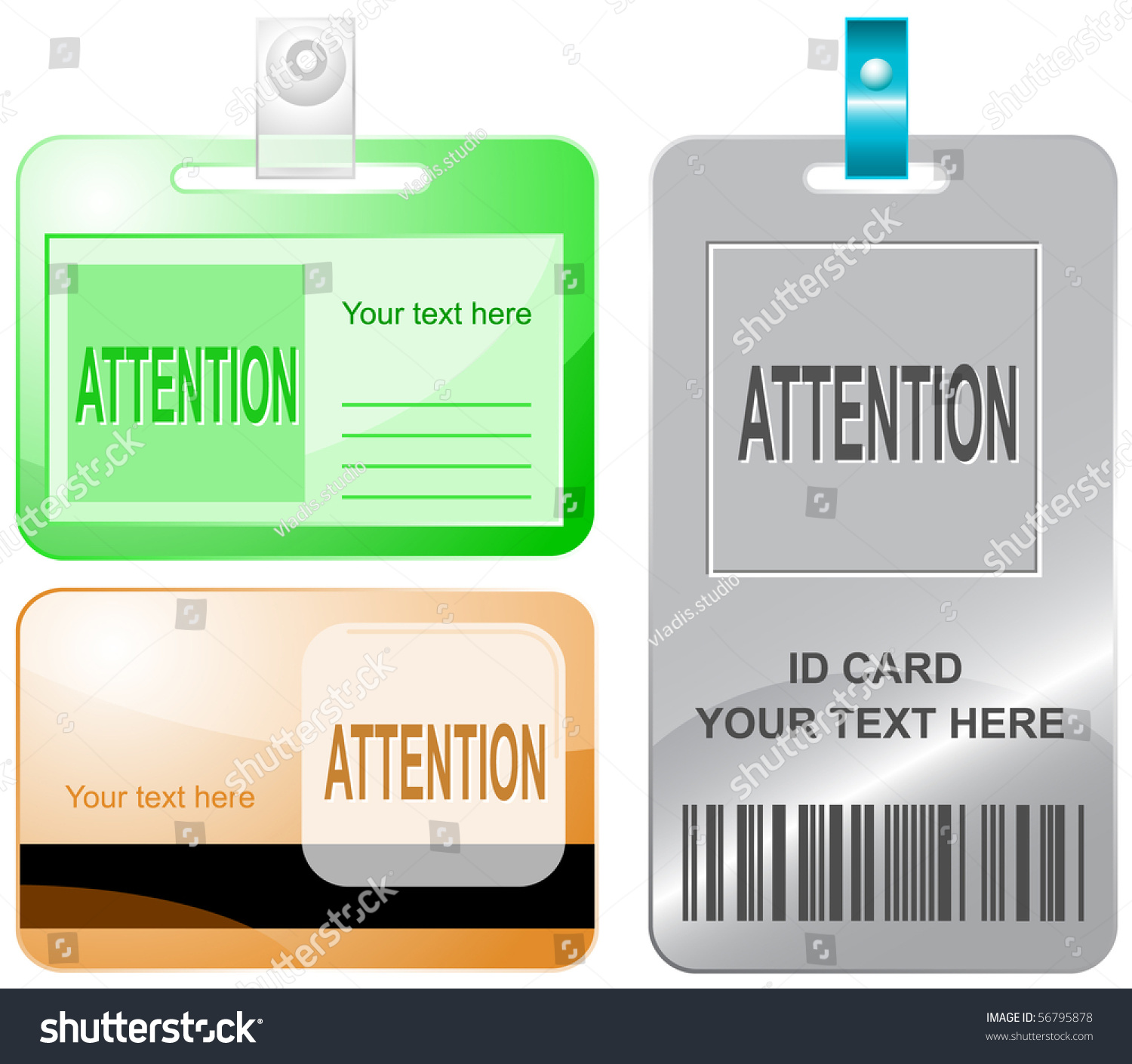 Attention Vector Id Cards: stockvector (rechtenvrij) 56795878 ...