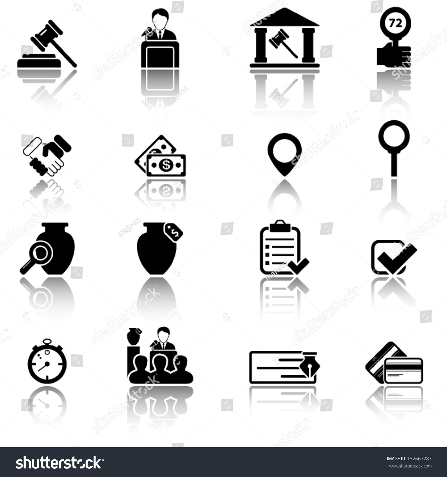 Auction Icons Stock Vector (Royalty Free) 182667287 | Shutterstock