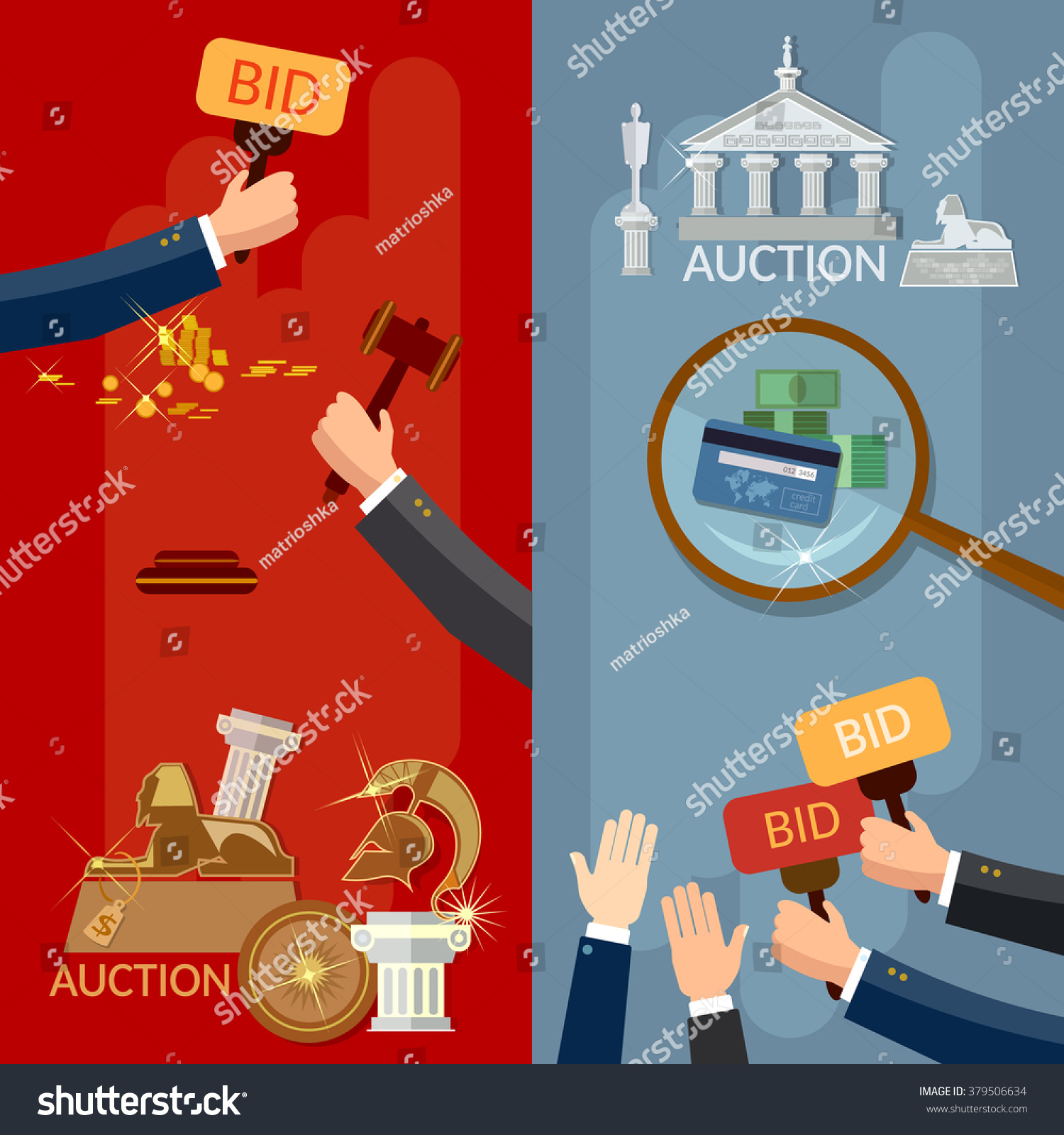 Auction Vector Banners Stock Vector (Royalty Free) 379506634