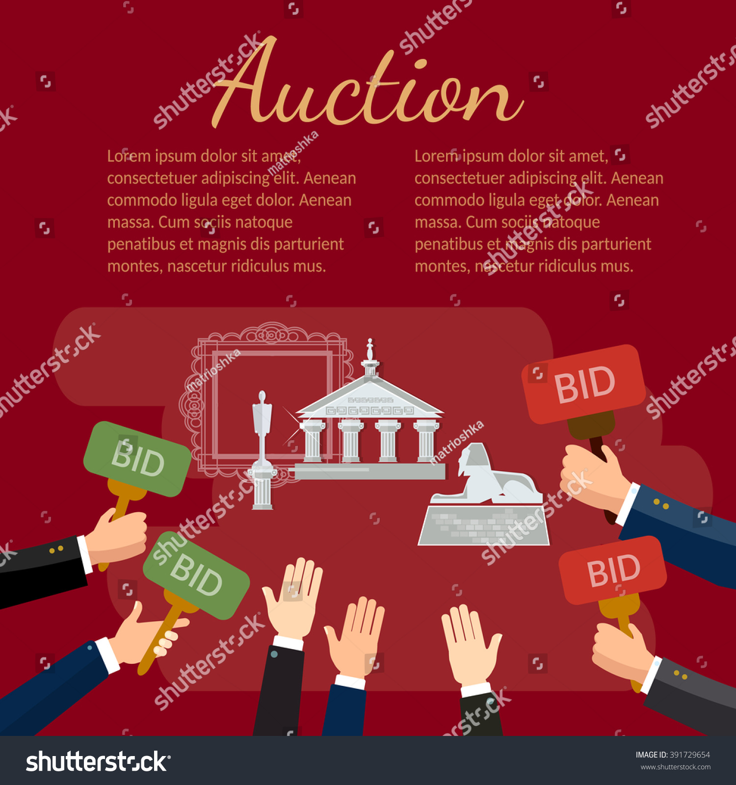 Auction Vector Illustration Set Art Stock Vector (Royalty Free ...