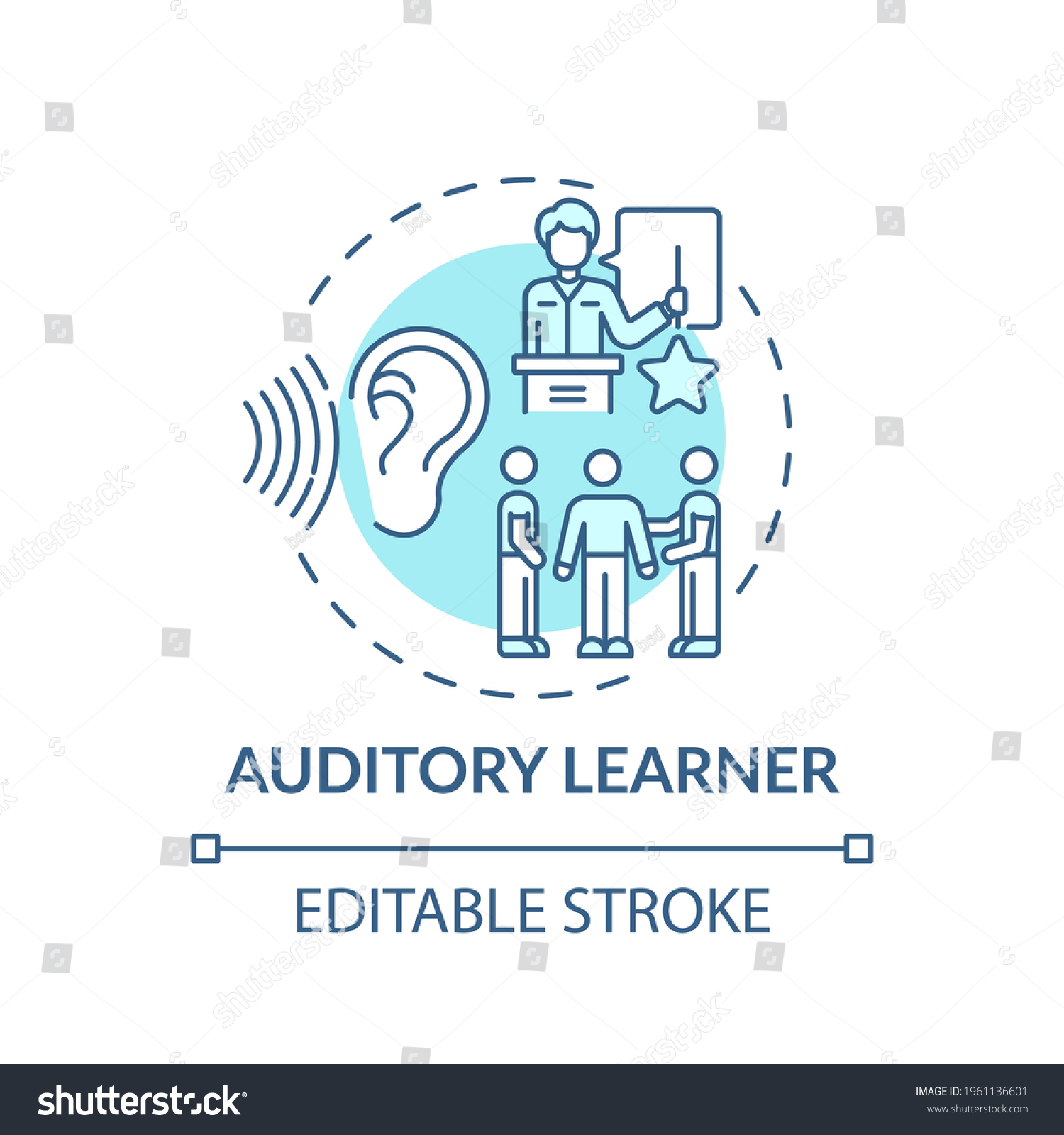 Auditory Learner Turquoise Concept Icon Learning Stock Vector (Royalty ...