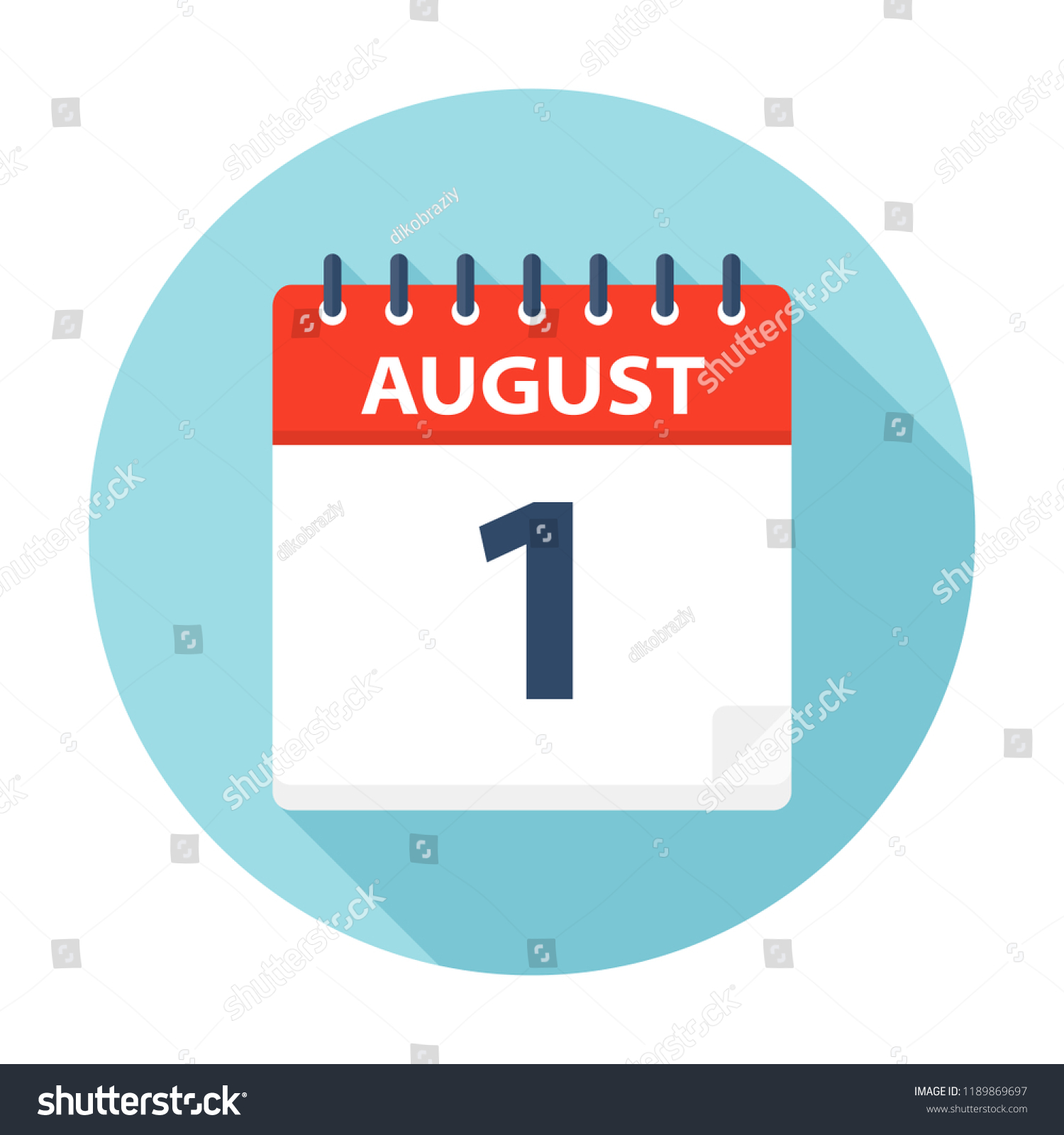 August 1 Calendar Icon Vector Illustration Stock Vector (Royalty Free ...