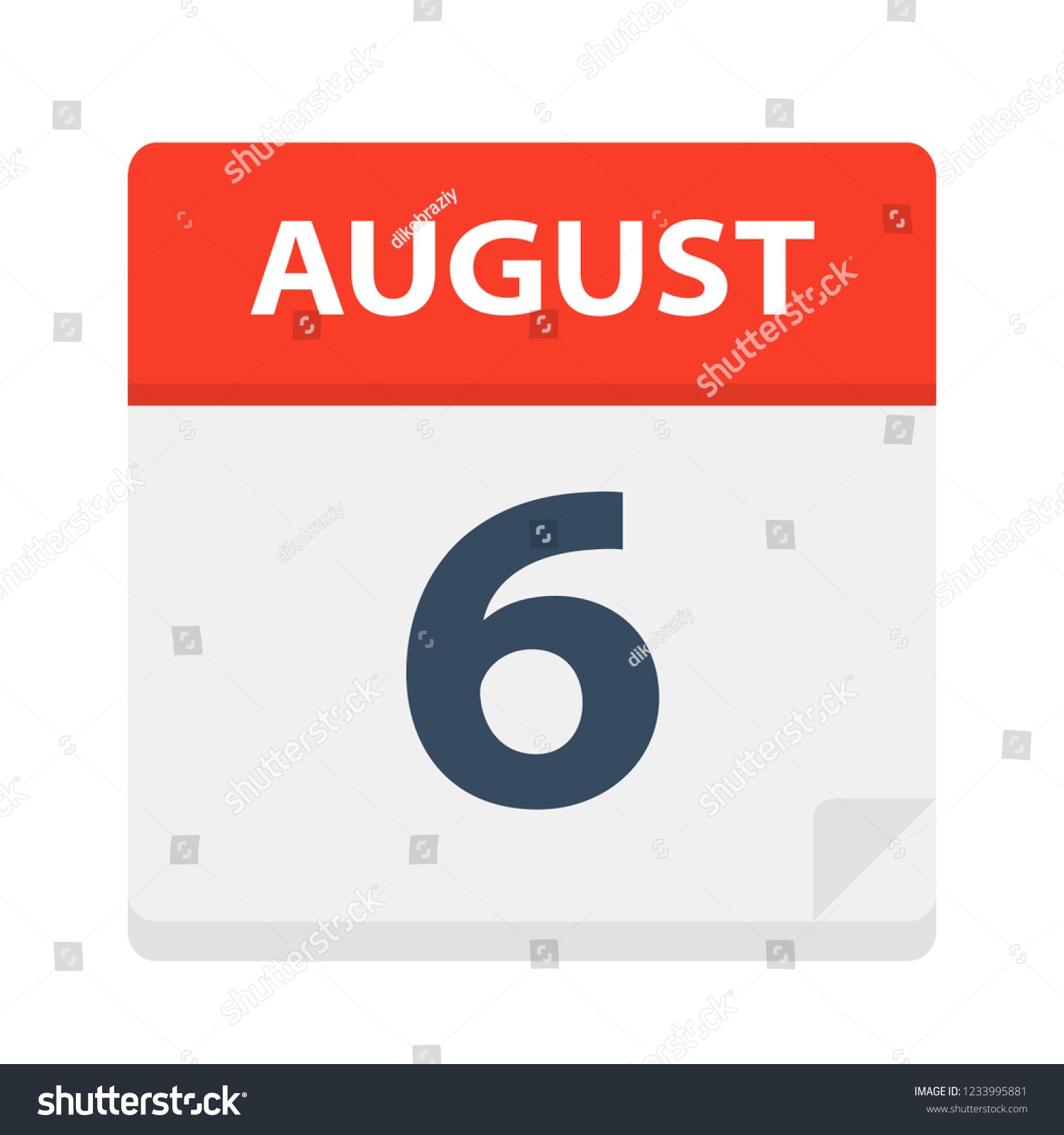 August 6 Calendar Icon Vector Illustration Stock Vector (Royalty Free ...