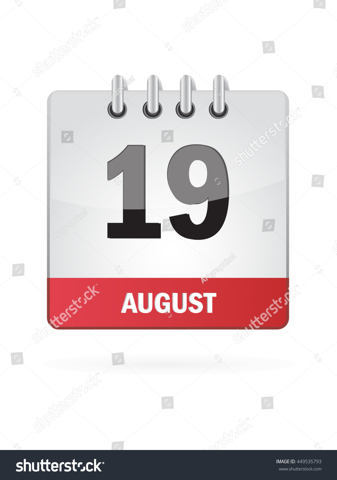 August Nineteen Calendar Icon Stock Vector (Royalty Free) 449535793 ...