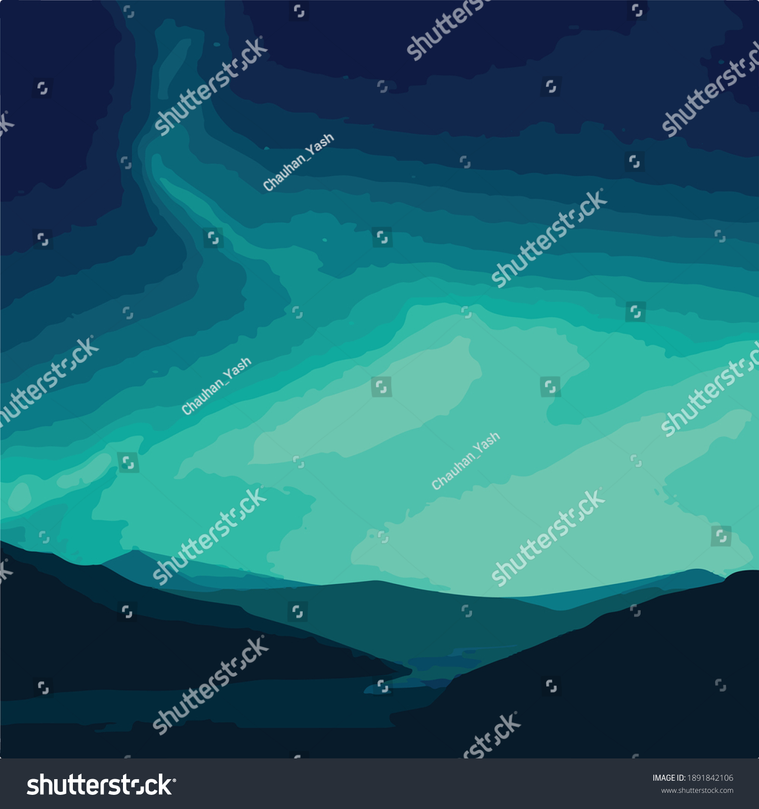 Aurora Sky Vector Art Eps Stock Vector (Royalty Free) 1891842106 ...