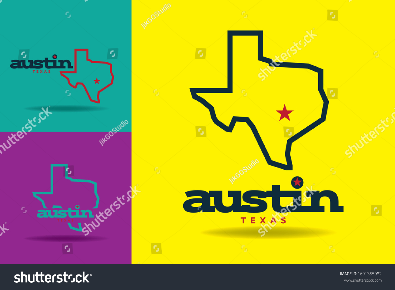 Austin Texas Map Logo Design Concept Stock Vector (Royalty Free) 1691355982