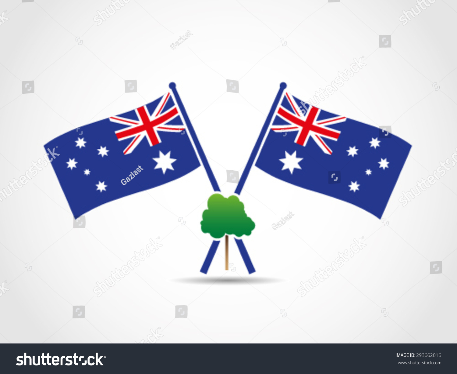 Australia Crossed Flags Emblem Forest Stock Vector (Royalty Free ...