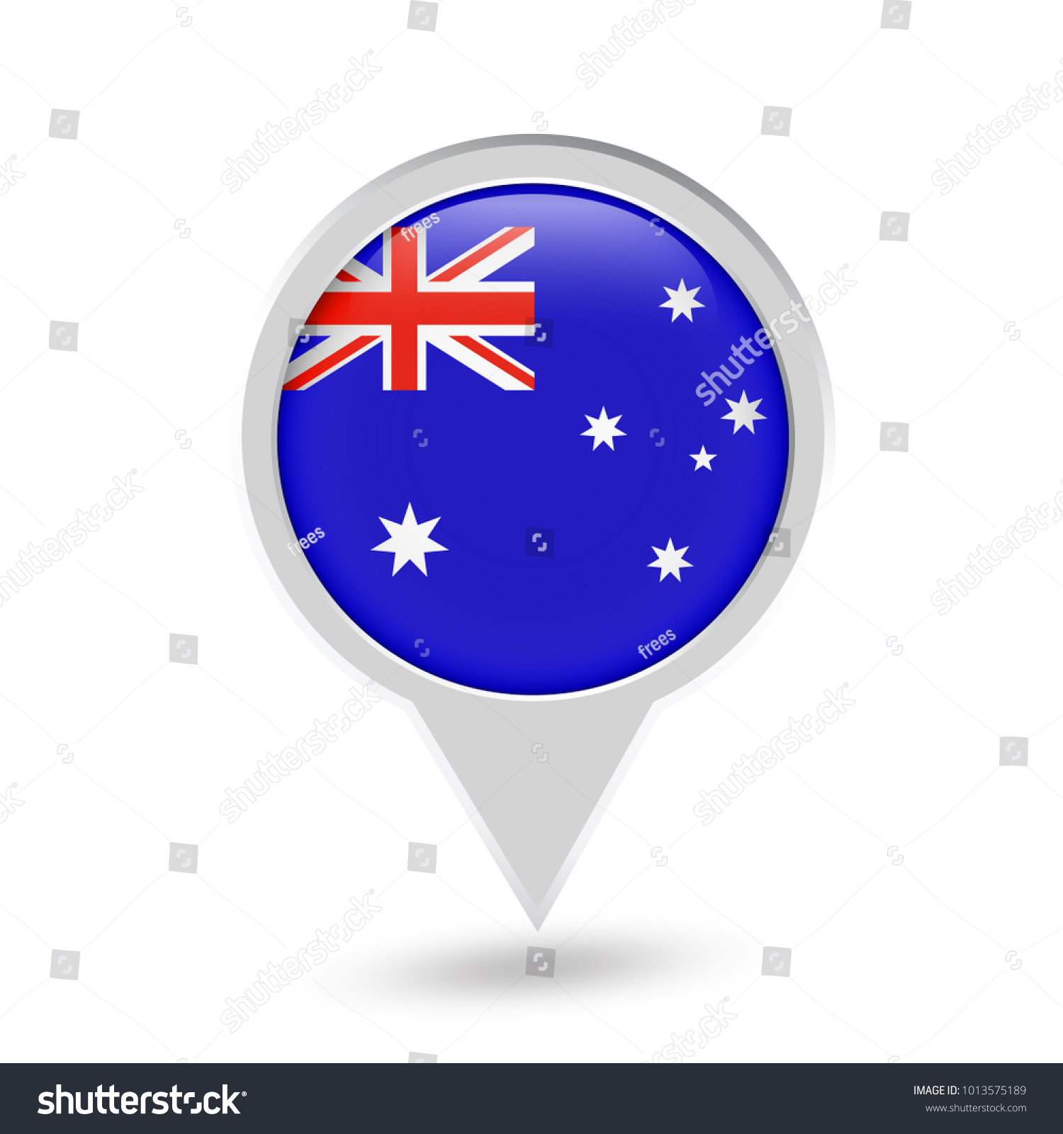 Australia Flag Round Pin Icon Vector Stock Vector (Royalty Free) 1013575189