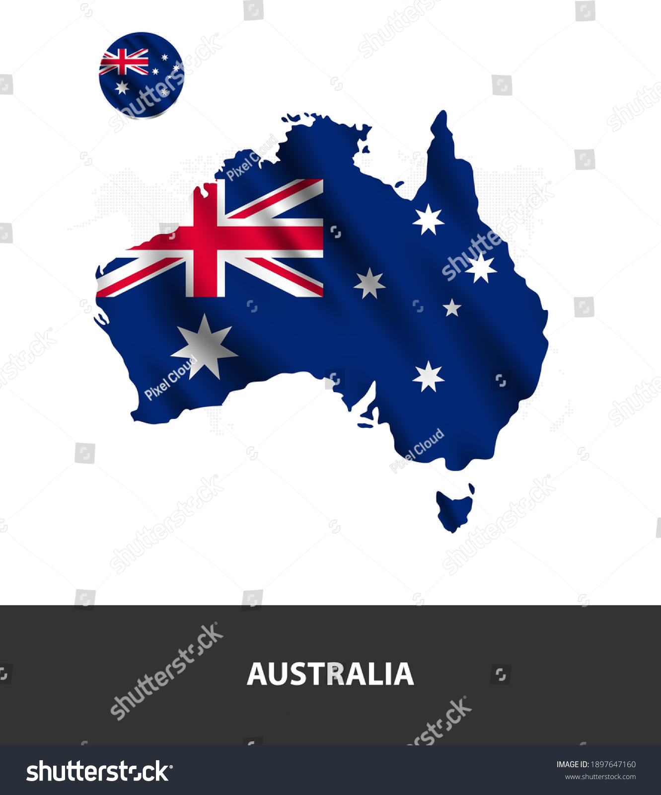 Australia Flag Map Illustration Stock Vector (Royalty Free) 1897647160