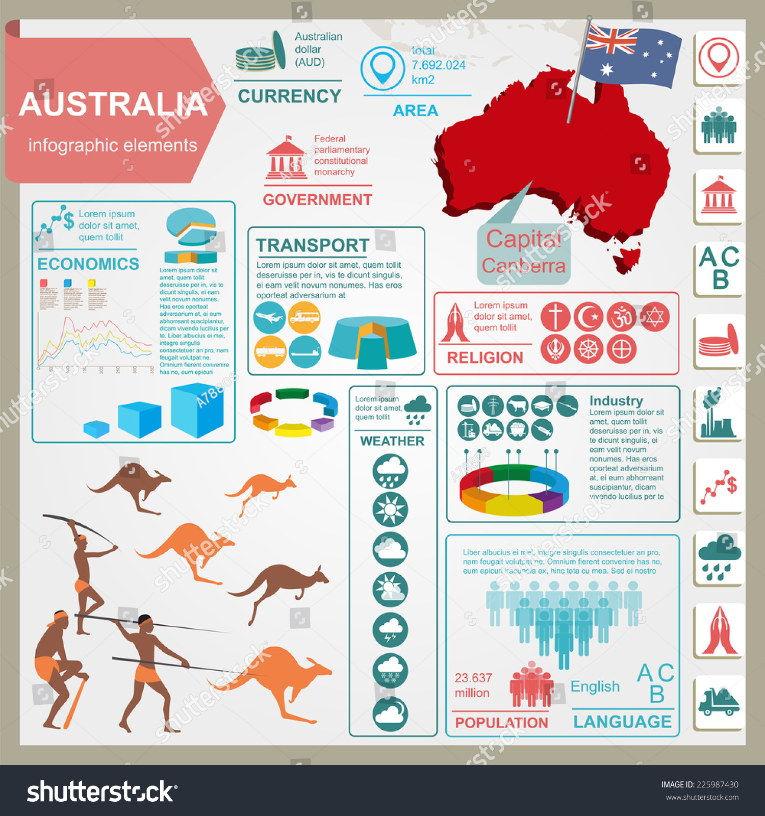 Australia Infographics Statistical Data Sights Vector Stock Vector ...