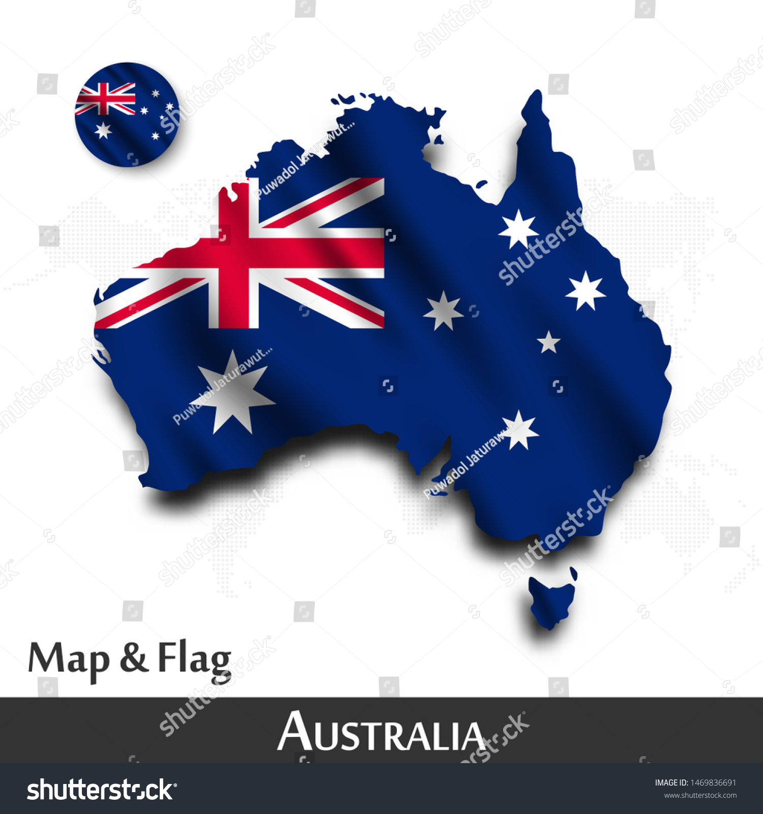 Australia Map Flag Waving Textile Design Stock Vector (Royalty Free ...