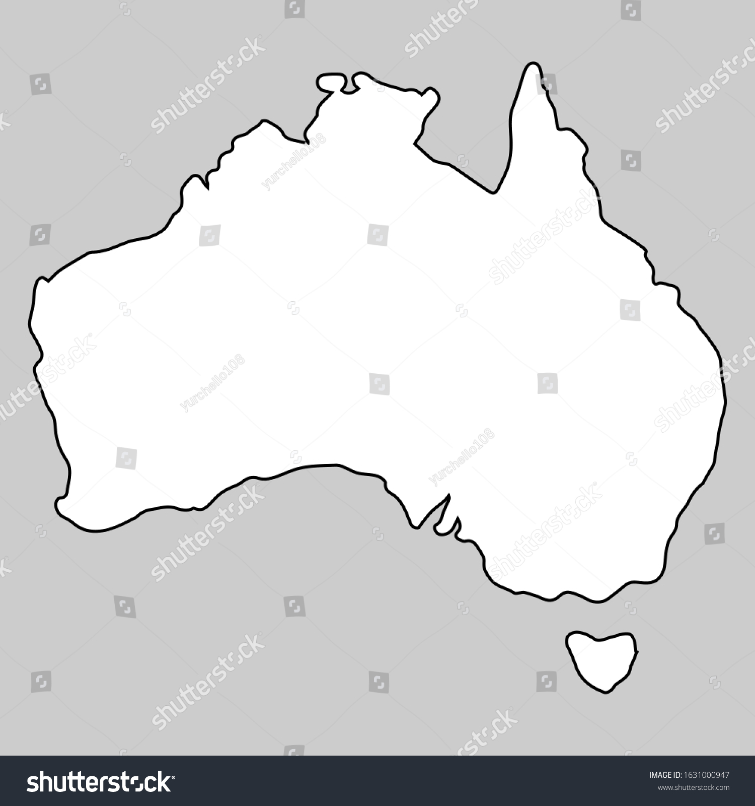 Australia Map Black Outline Vector Stock Vector (Royalty Free) 1631000947