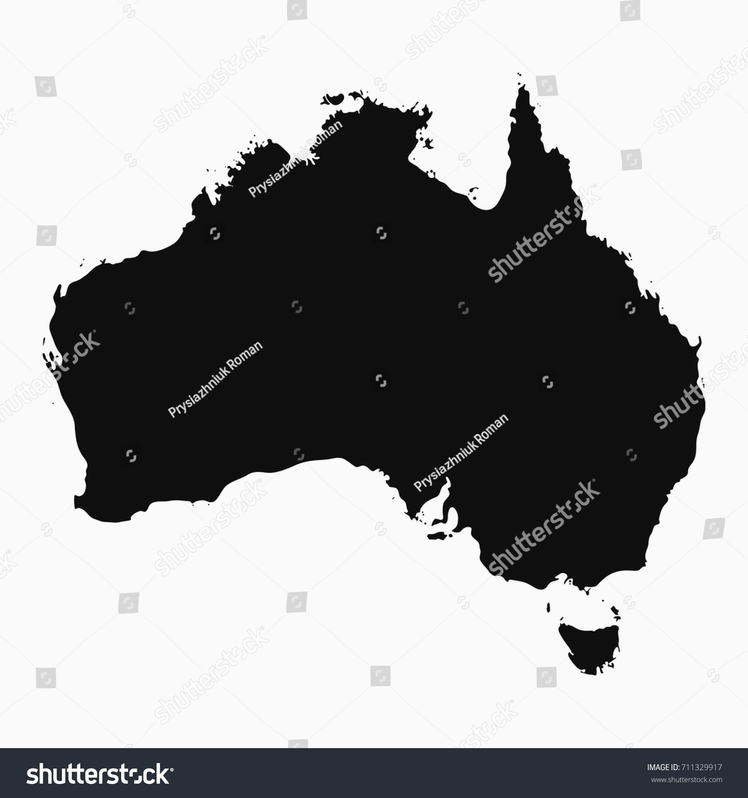 Australia Map Monochrome Shape Vector Illustration Stock Vector ...