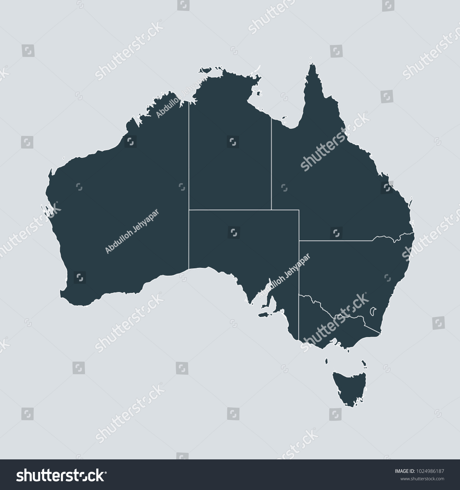 Australia Map On White Background Vector: เวกเตอร์สต็อก (ปลอดค่า ...
