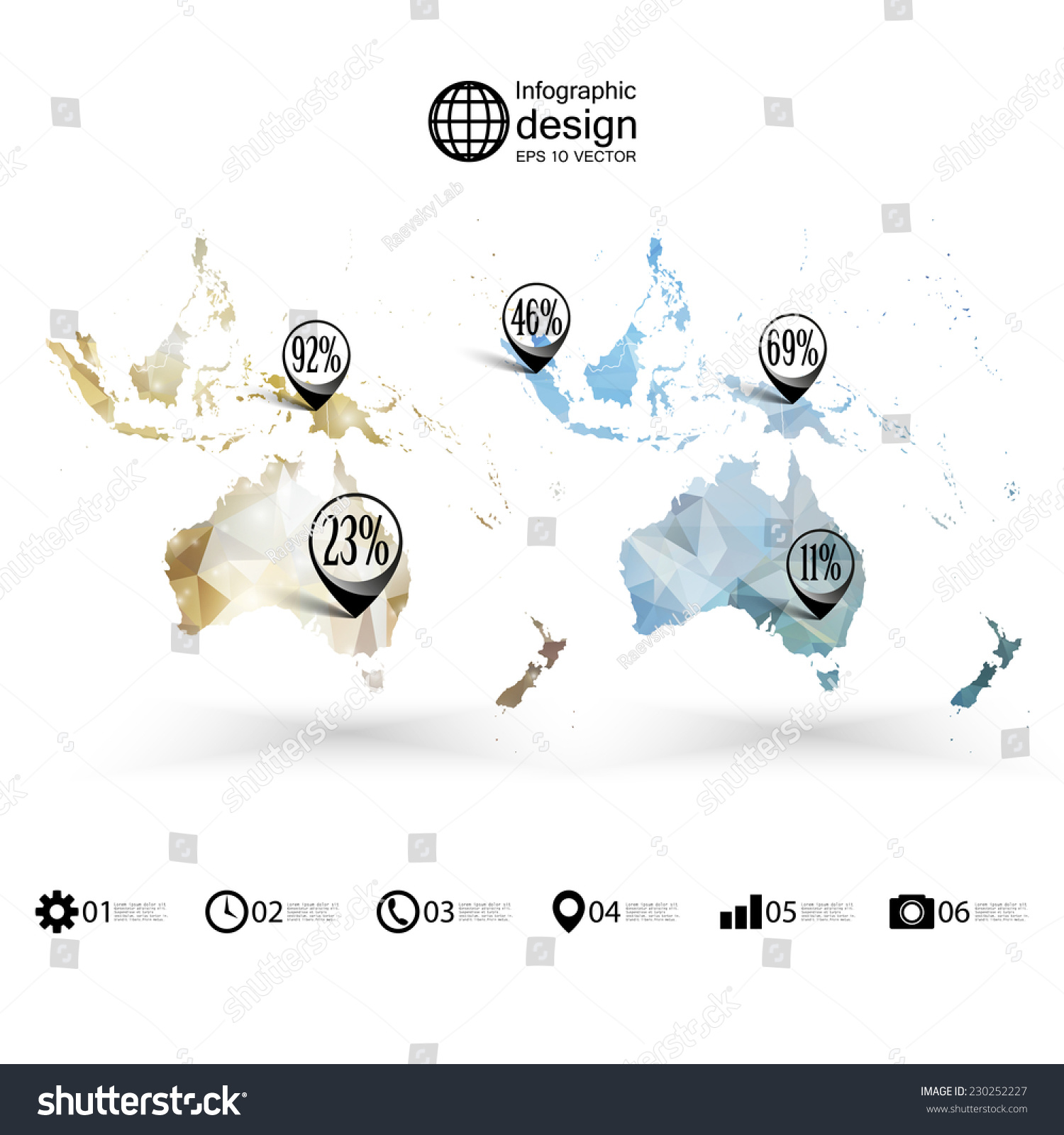 Australia Map Template Triangle Design Infographics: เวกเตอร์สต็อก ...