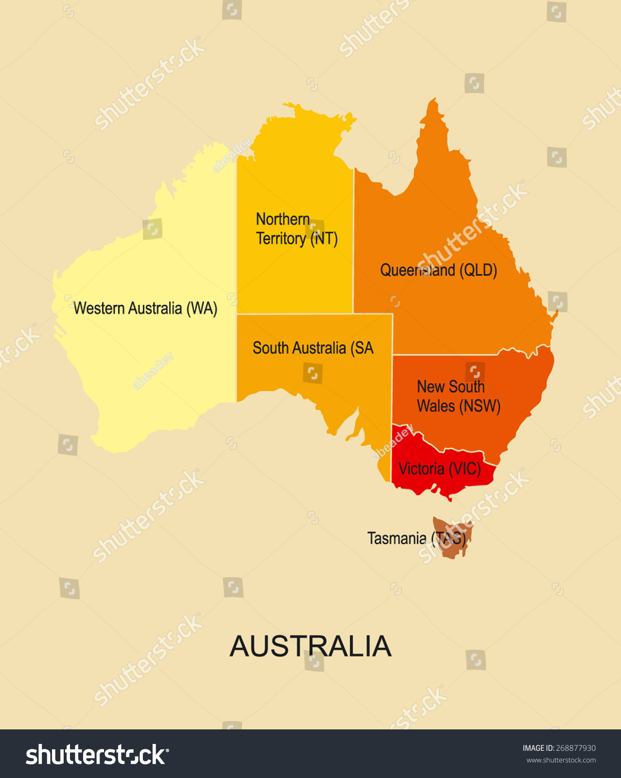 Australia Map Regions Stock Vector (Royalty Free) 268877930