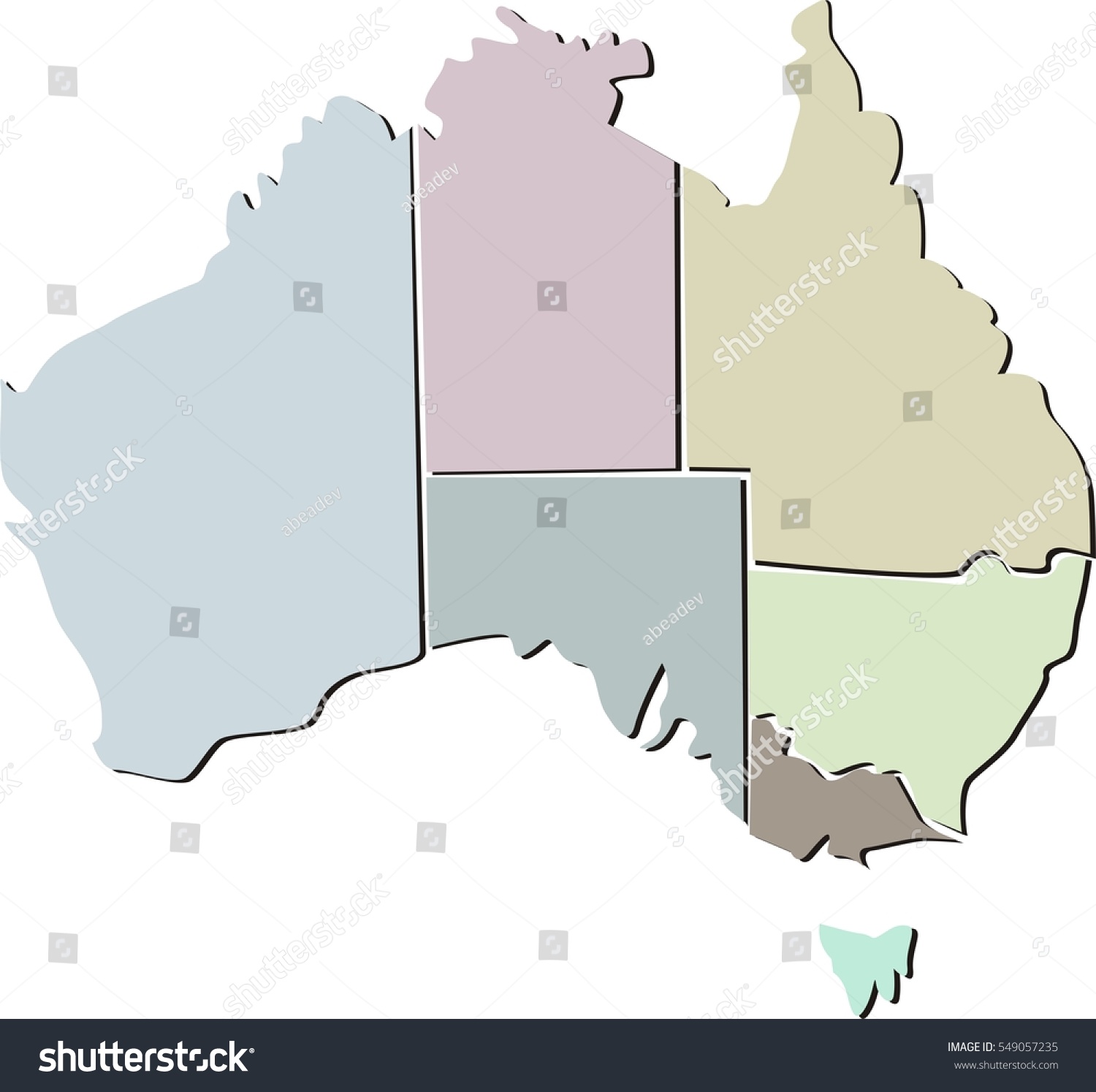 Australia Map Regions Stock Vector (Royalty Free) 549057235