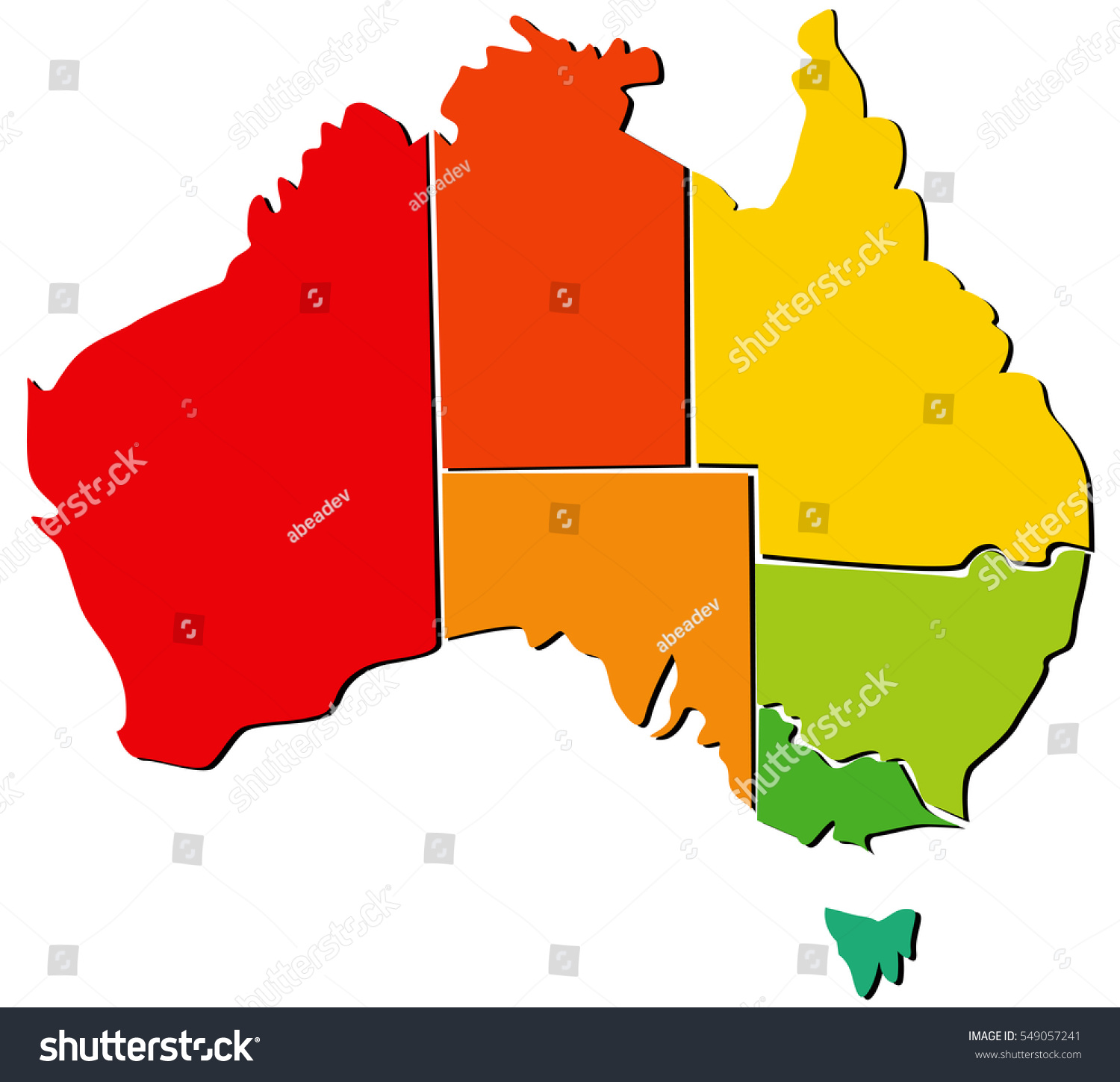 Australia Map Regions Stock Vector (Royalty Free) 549057241 | Shutterstock