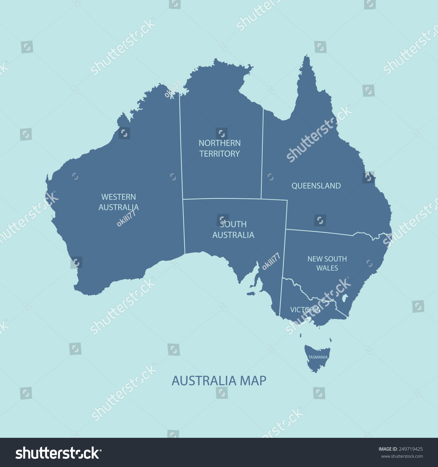Australia Map Regions Illustration Vector Stock Vector (Royalty Free ...