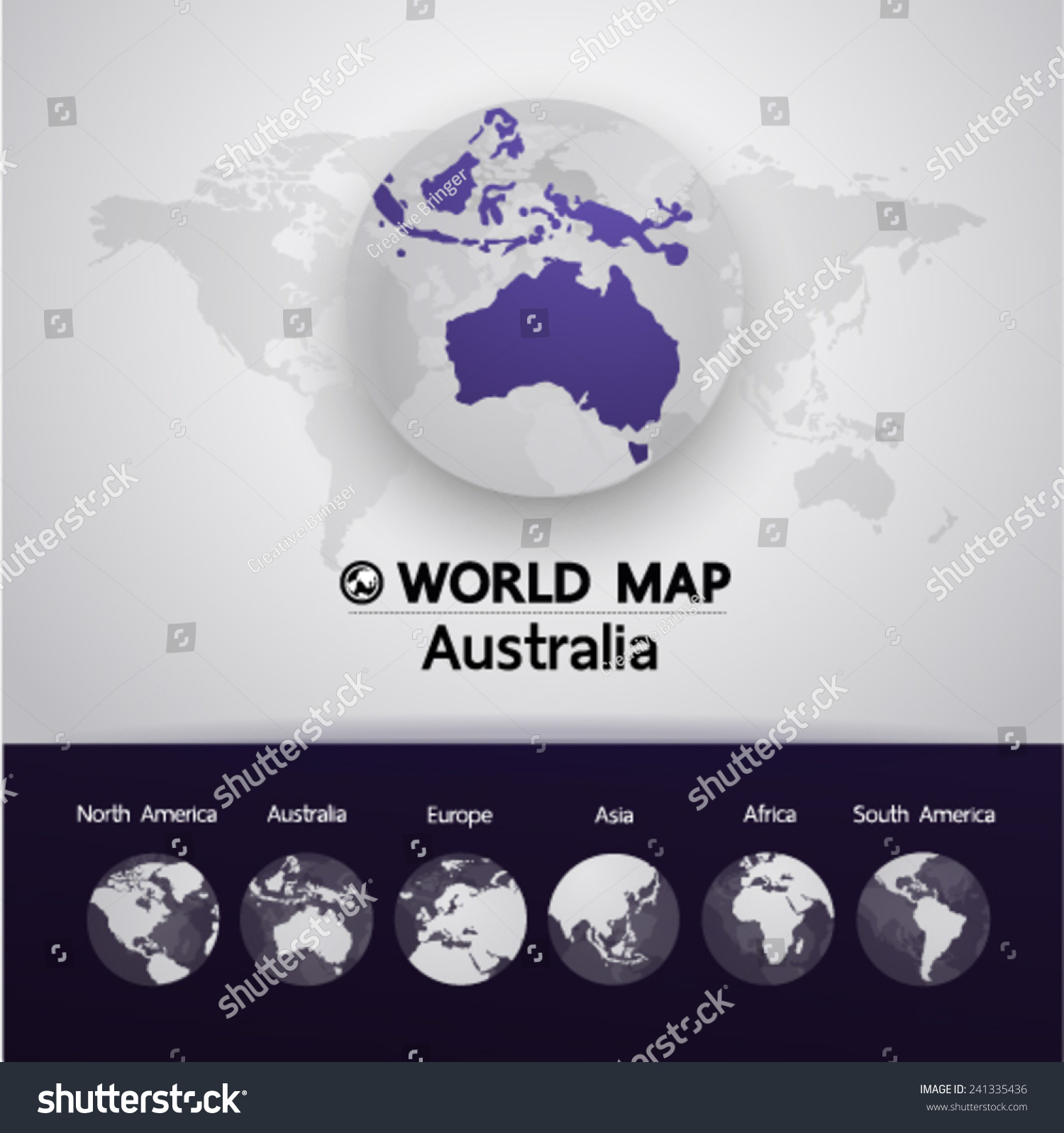 Vektor Stok Australia World Map Vector Illustration (Tanpa Royalti ...