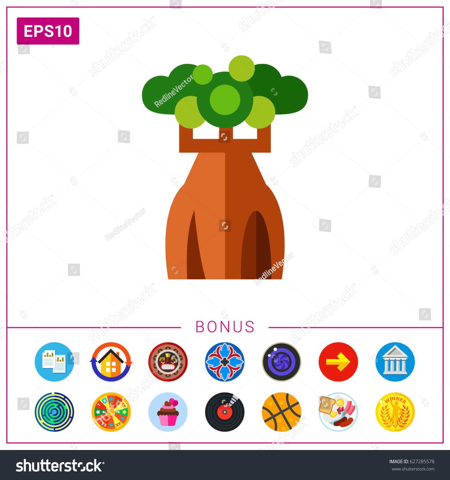 Australian Bottle Tree Icon Stock Vector (Royalty Free) 627285578 ...