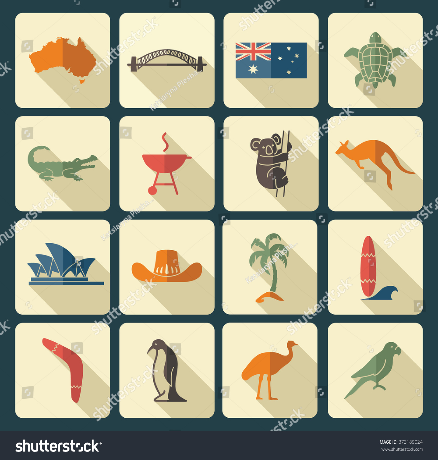 Australian Icons Stock Vector (Royalty Free) 373189024 | Shutterstock
