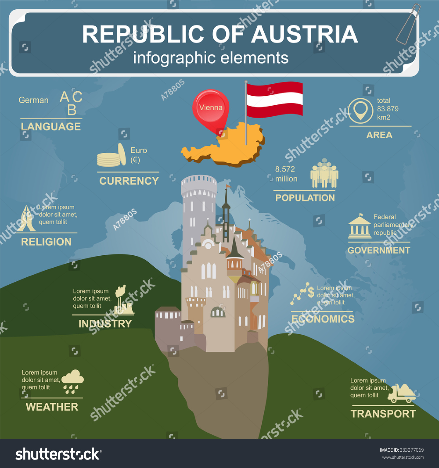 Austria Infographics Statistical Data Sights Vector Stock Vector ...