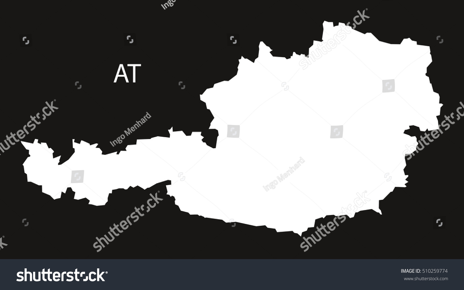 Austria Map Black White Stock Vector (Royalty Free) 510259774 ...