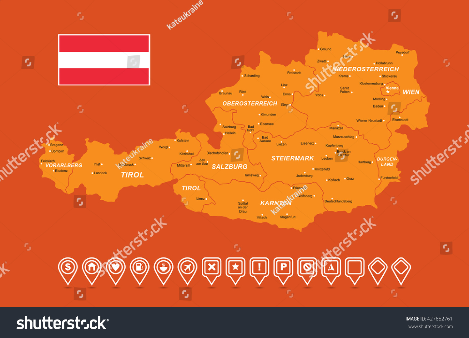 Austria Map Vector Illustration 库存矢量图（免版税）427652761 | Shutterstock