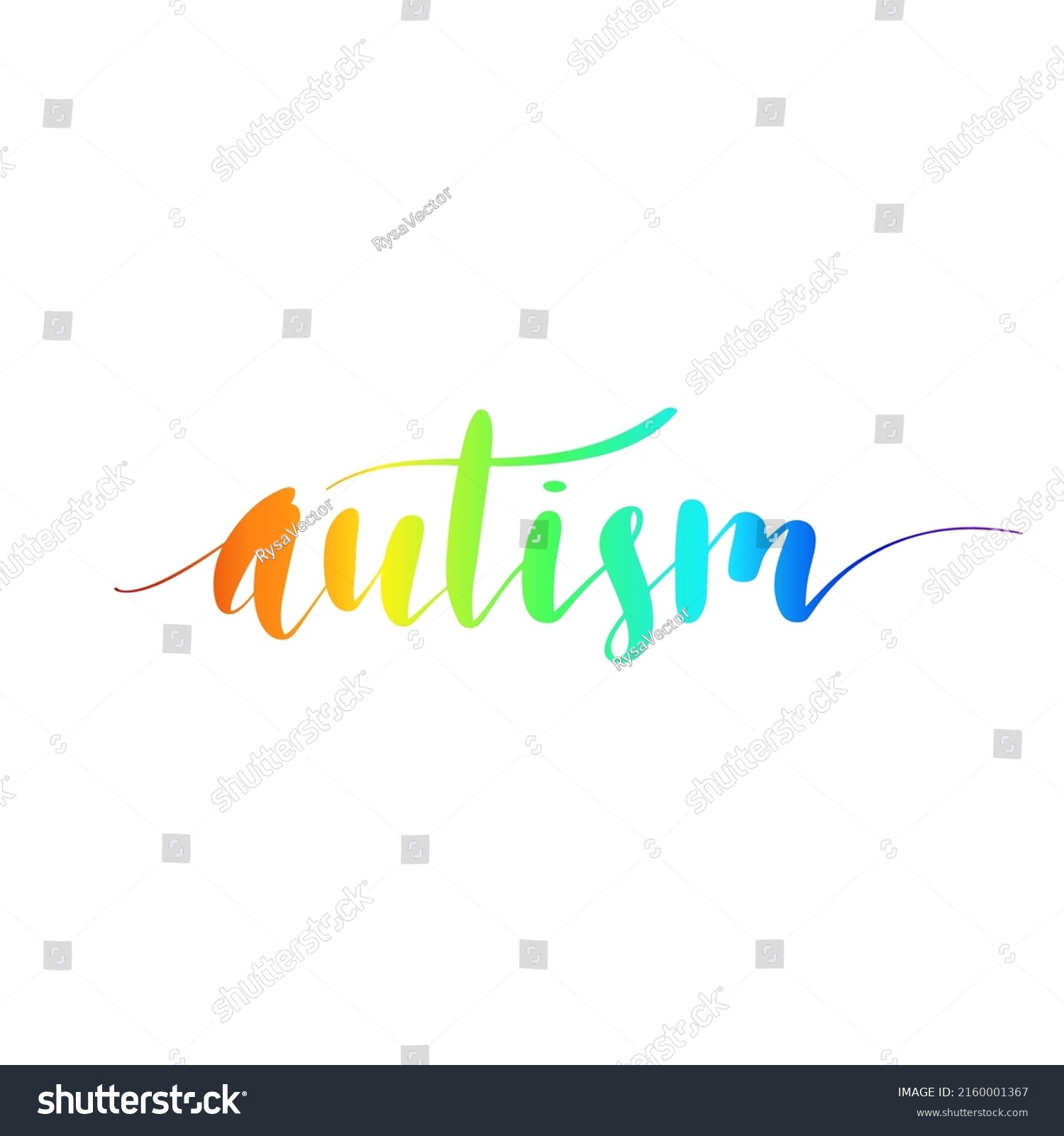 Autism Handwritten Lettering Vector Illustration Script Stock Vector ...