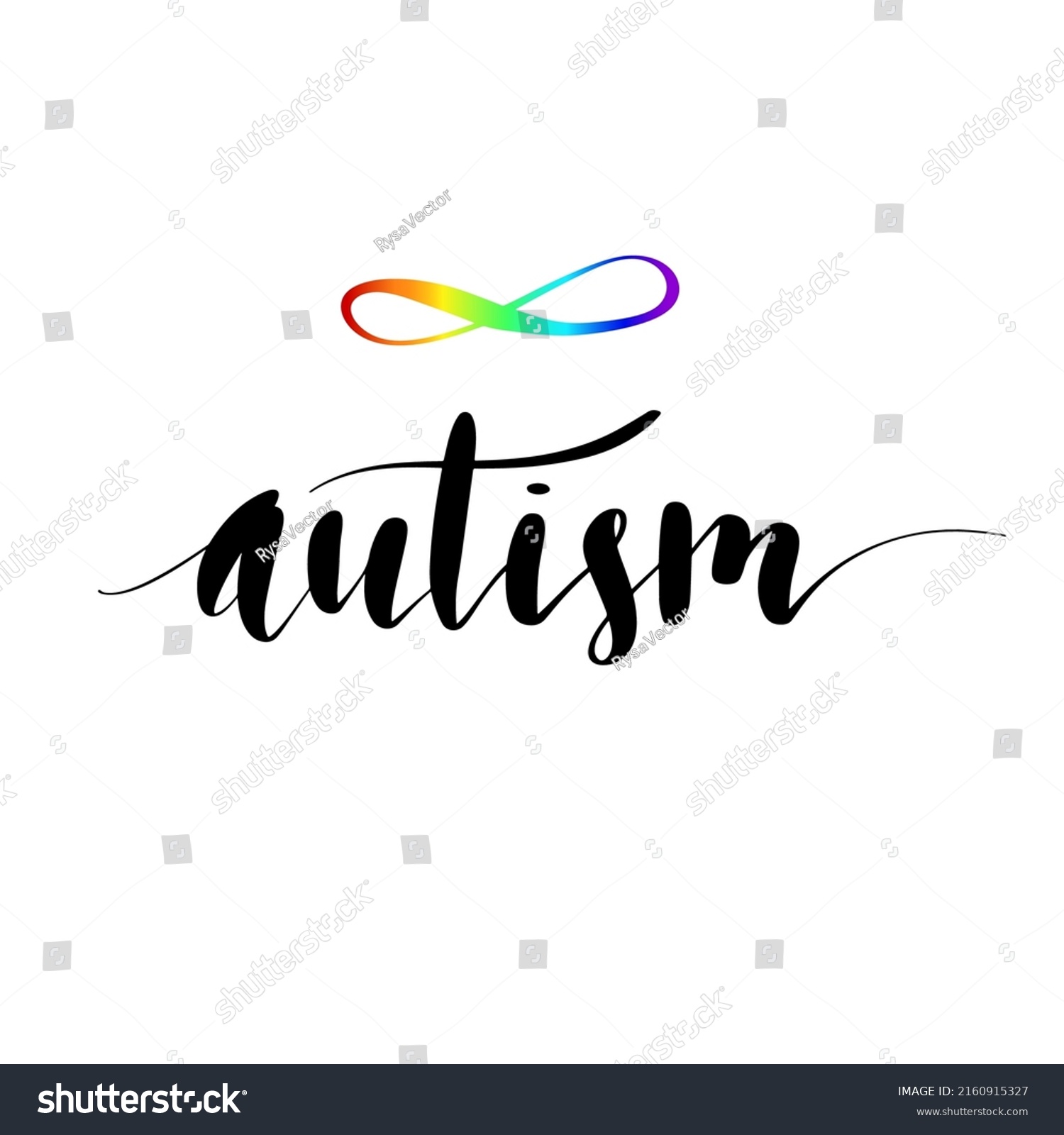 Autism Handwritten Lettering Vector Illustration Script Stock Vector ...
