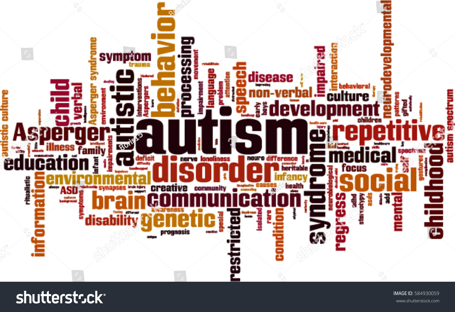 Autism Word Cloud Concept Vector Illustration: vector de stock (libre ...