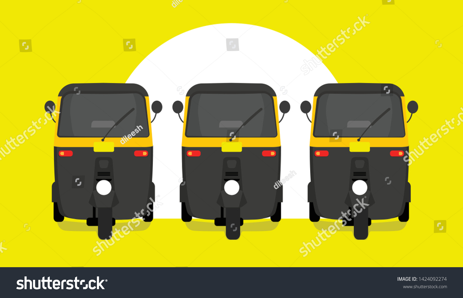 Auto Rickshaw Front View Vector Illustration Stok Vektör (Telifsiz ...