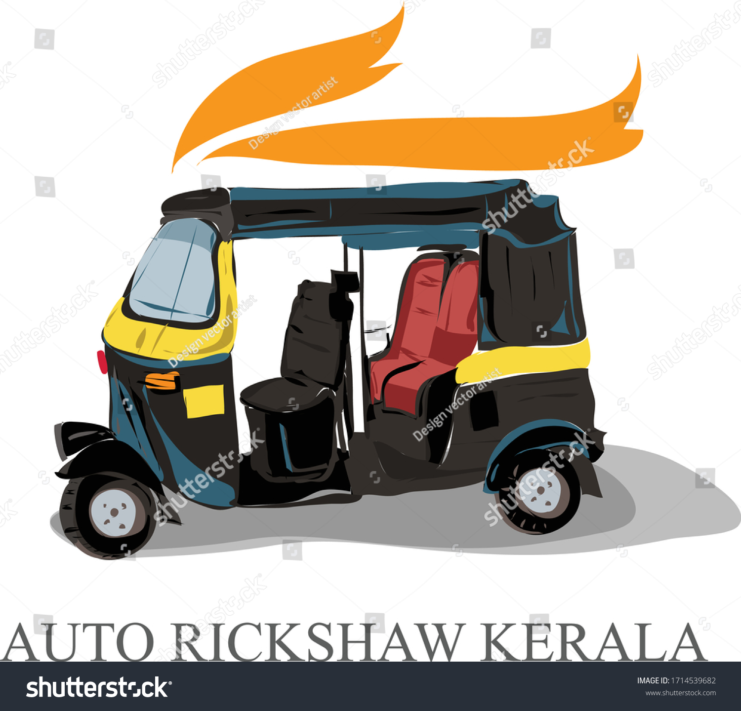 Auto Rickshaw Kerala Illustration Vector: เวกเตอร์สต็อก (ปลอดค่า ...