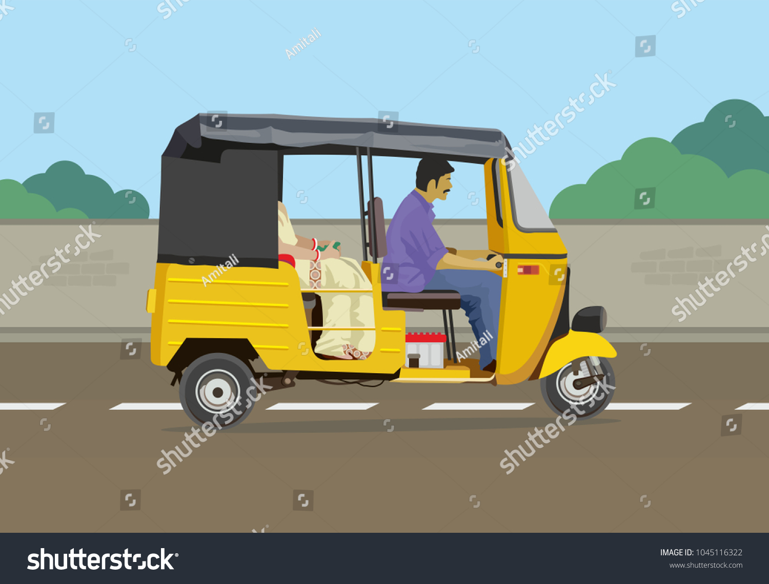 Auto Rickshaw Cityscape Stock Vector (Royalty Free) 1045116322 ...