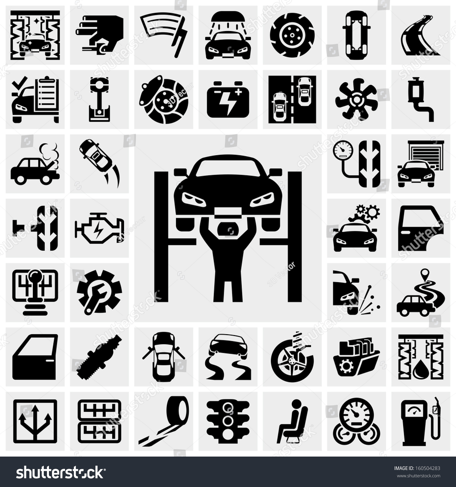 Auto Vector Icons Set On Gray: vetor stock (livre de direitos ...