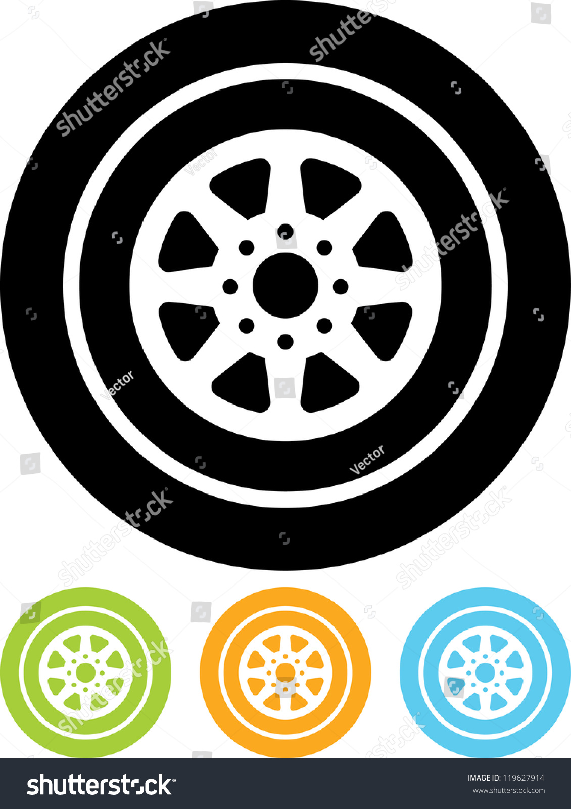 Auto Wheel Tire Vector Icon Isolated Stock Vector (Royalty Free ...